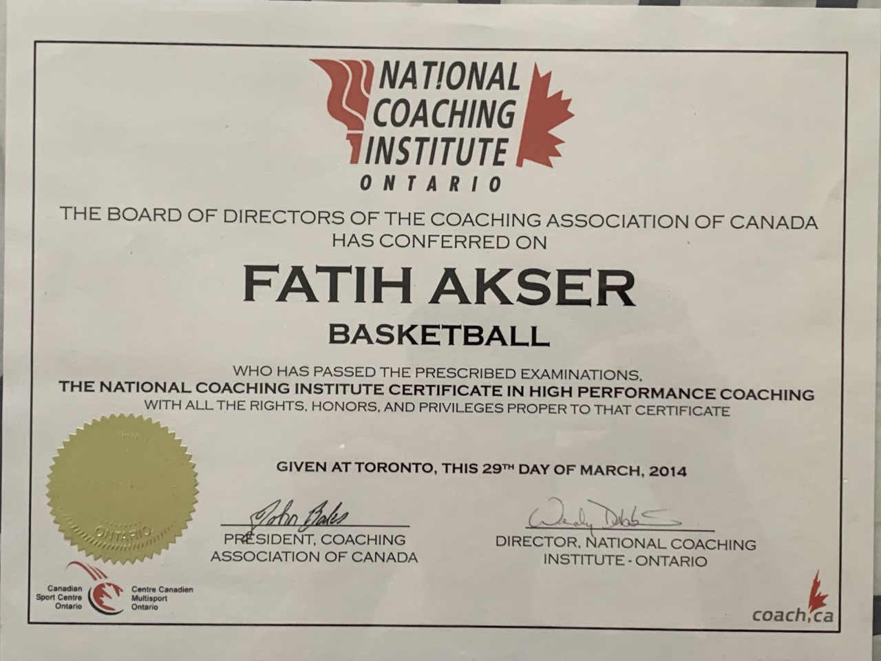 2014 NCCP Advanced Coaching Diploma (Level 4), Canada Basketball ...